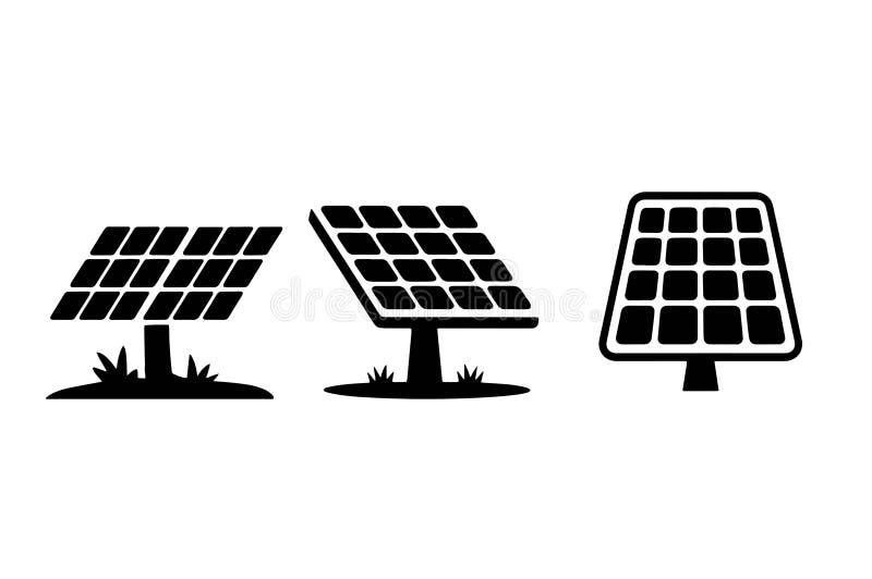 Silhouette Vector Design of Solar Panels Stock Illustration ...