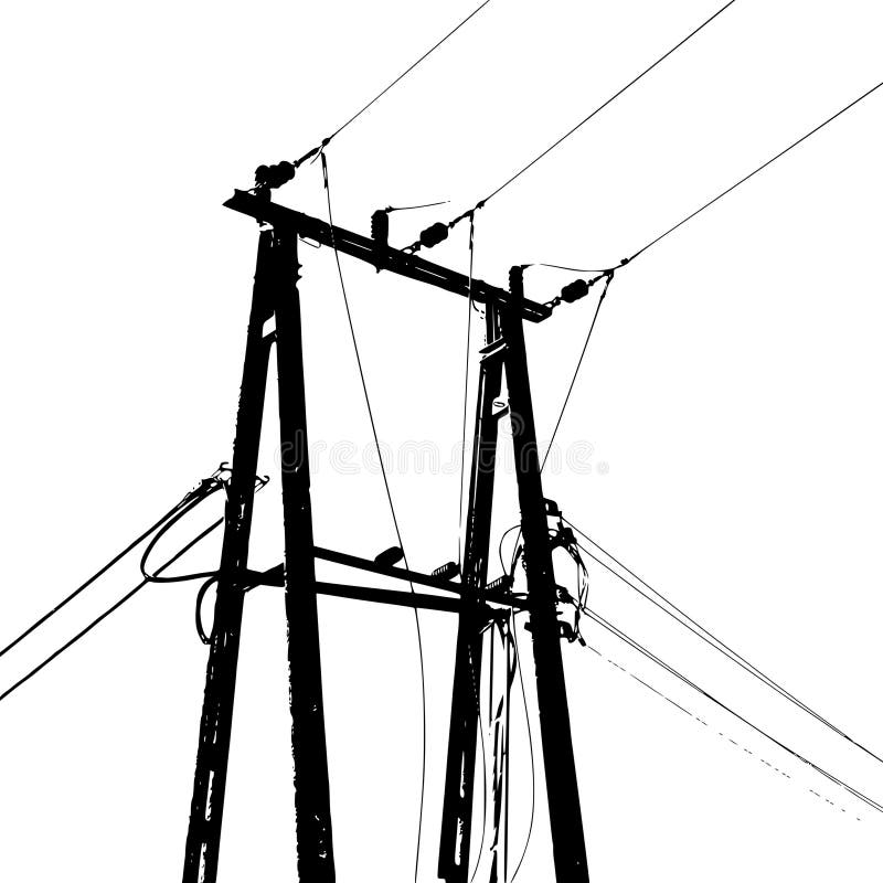 Silhouette Vector of Electric Pole Stock Vector - Illustration of ...