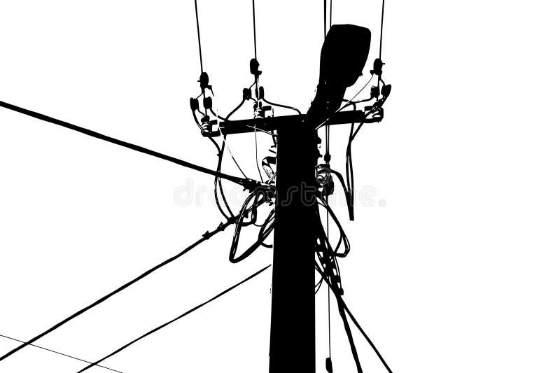 Silhouette Vector of Electric Pole Stock Vector - Illustration of wire ...