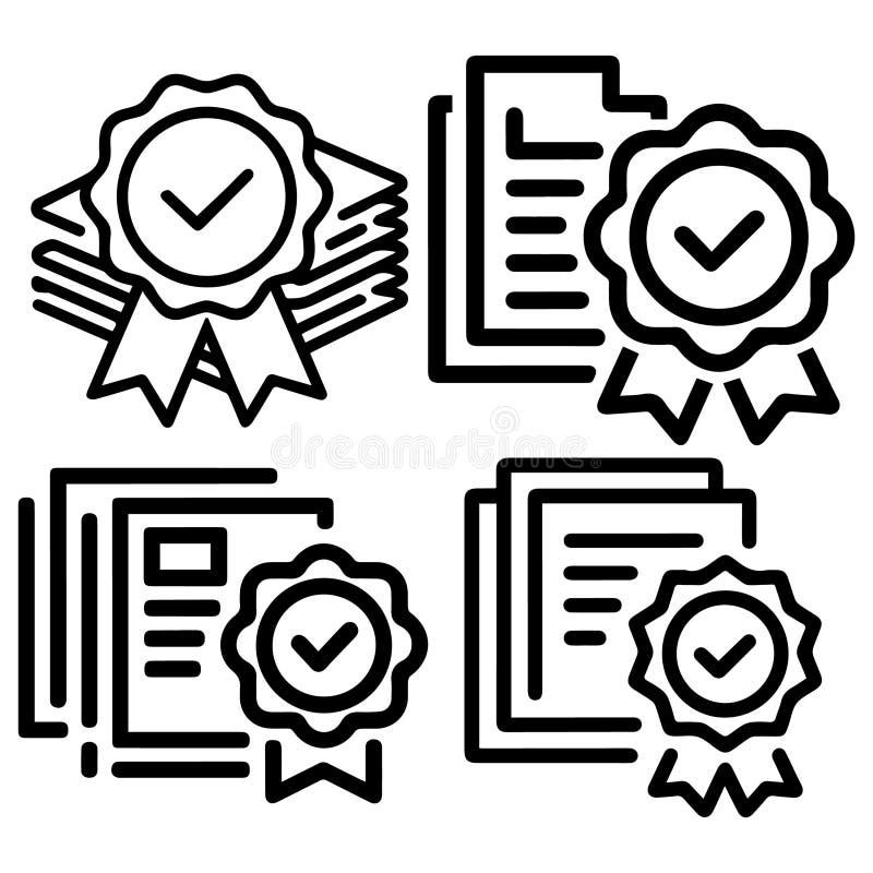 Silhouette Vector Line Art Certified or Verified Documents Stock Vector ...