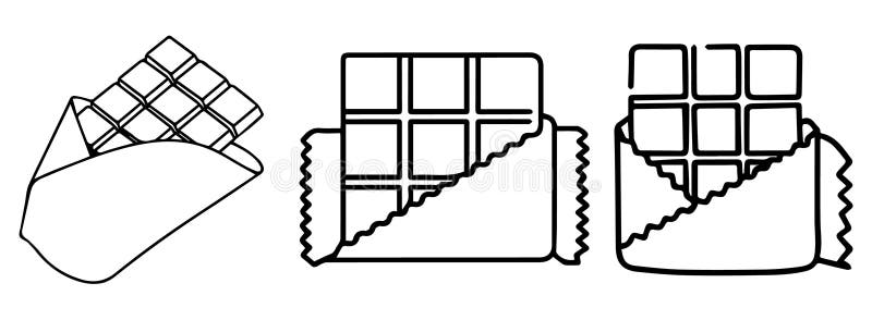 Silhouette Vector Line Drawing of a Chocolate Bar Partially Unwrapped ...