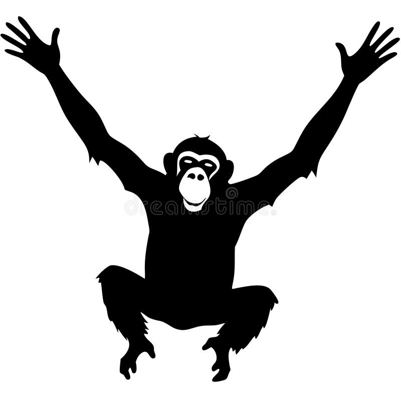 Silhouette Vector of Monkey with Arms Raised for Design and Decoration ...