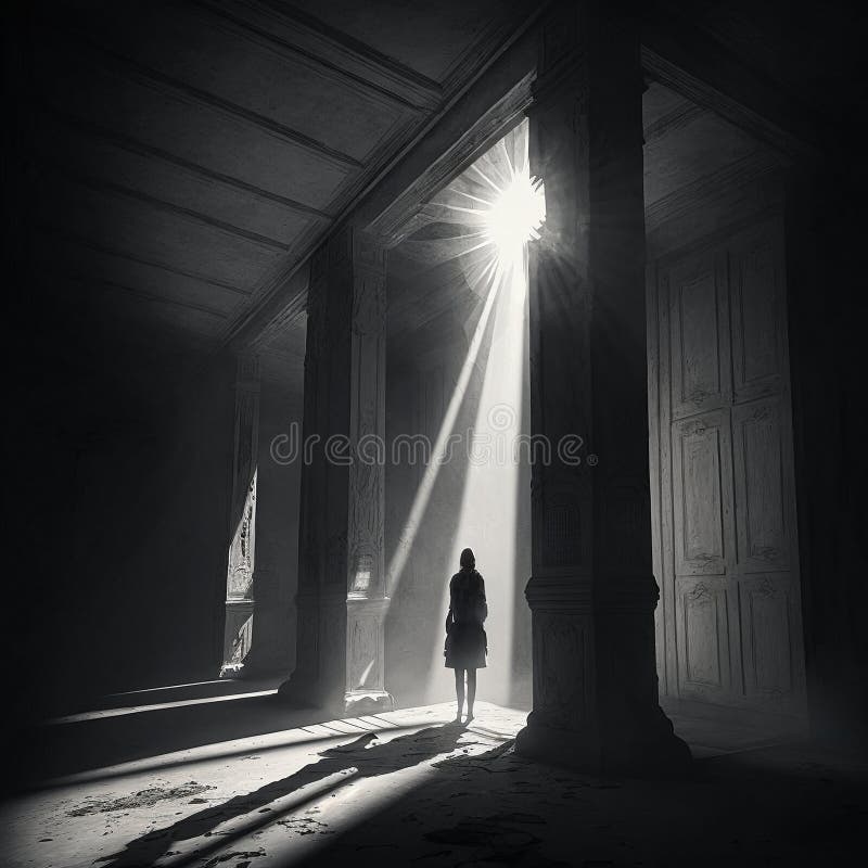 Silhouette on the Verge of Light and Shadow Stock Image - Image of ...