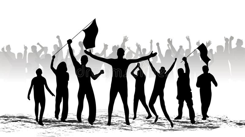 Silhouette victory protest stock vector. Illustration of crowd - 318514828