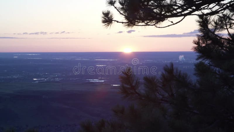 Silhouette View of an Evergreen Tree with Sunset Scene Over the Green ...