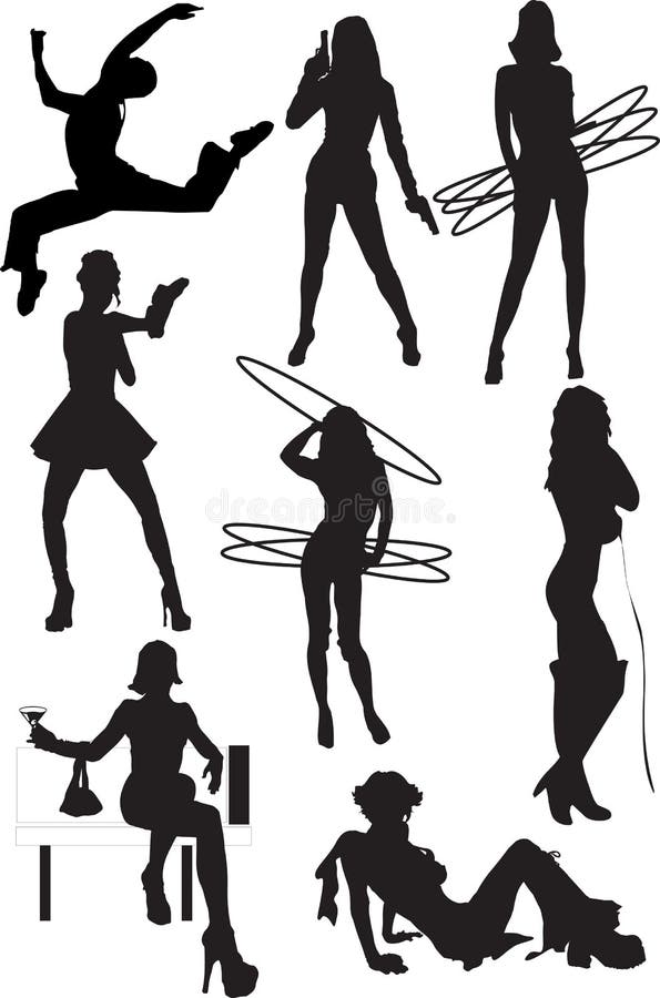 Silhouette View of Human Motifs, Expressions, Posi Stock Illustration ...