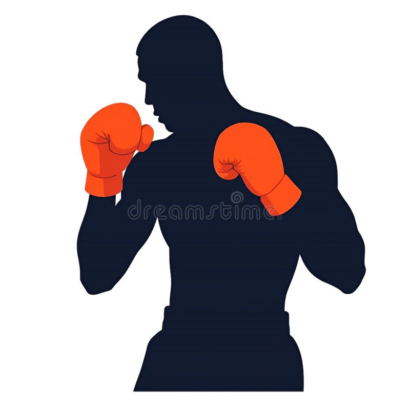 Silhouette of a Vintage Boxer in Fighting Stock Illustration ...