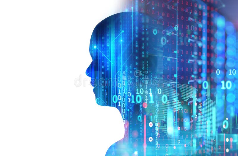 Silhouette of Virtual Human on Abstract Technology 3d Illustration ...