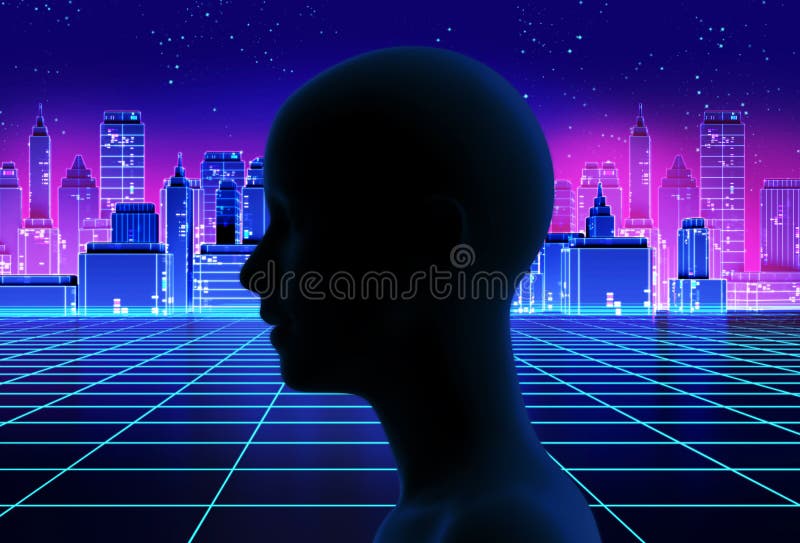 Silhouette of Virtual Human on Circuit Pattern Technology 3d Ill Stock ...
