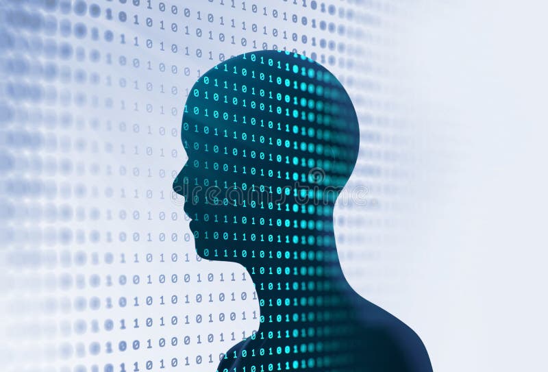 Silhouette of Virtual Human on Abstract Technology Illustration Stock ...