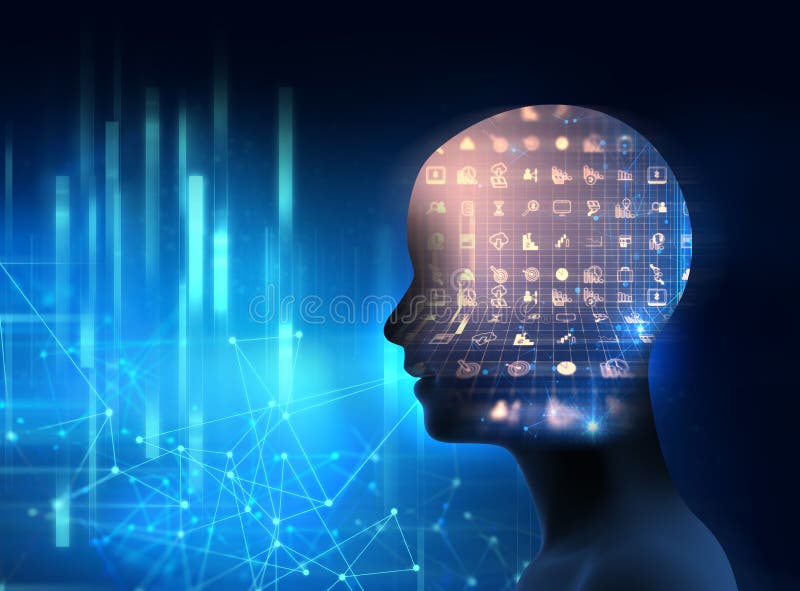 Silhouette of Virtual Human on Digital World Map 3dillustration Stock ...