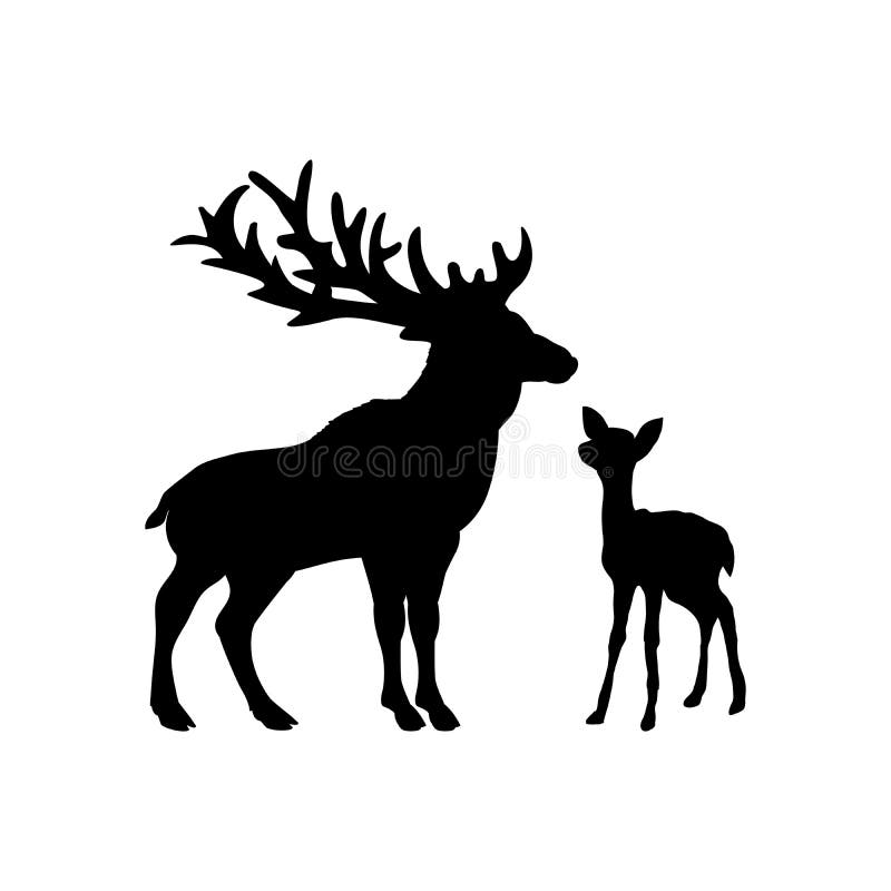 Silhouette Von Hirsch Und Hirsch Vektor Abbildung - Illustration von ...