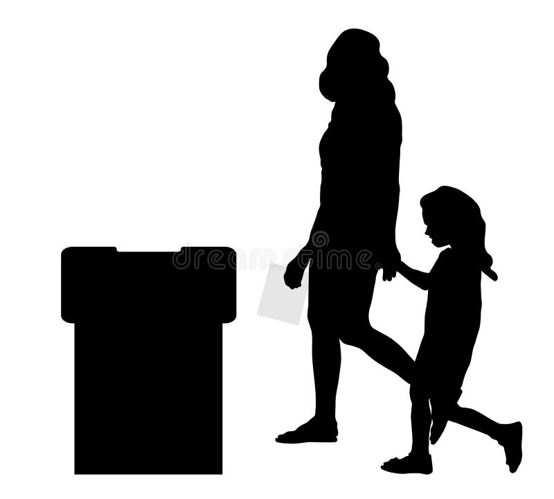 Silhouette of Voting Woman with Child, Election. Vector Illustration ...