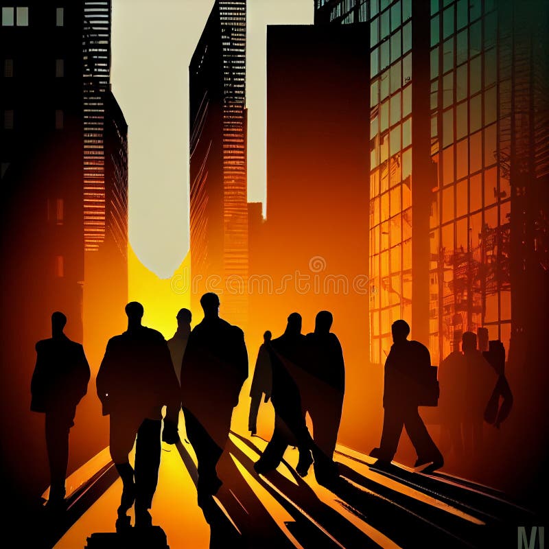 Silhouette Walk at Sunset: People Walking in the Shining Rays of the ...
