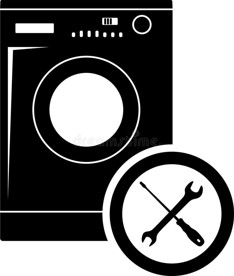 Silhouette of Washing Machine Repair Service. Vector Illustration ...