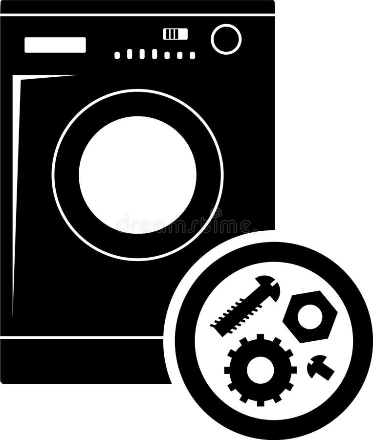 Silhouette of Washing Machine Repair Service. Vector Illustration ...