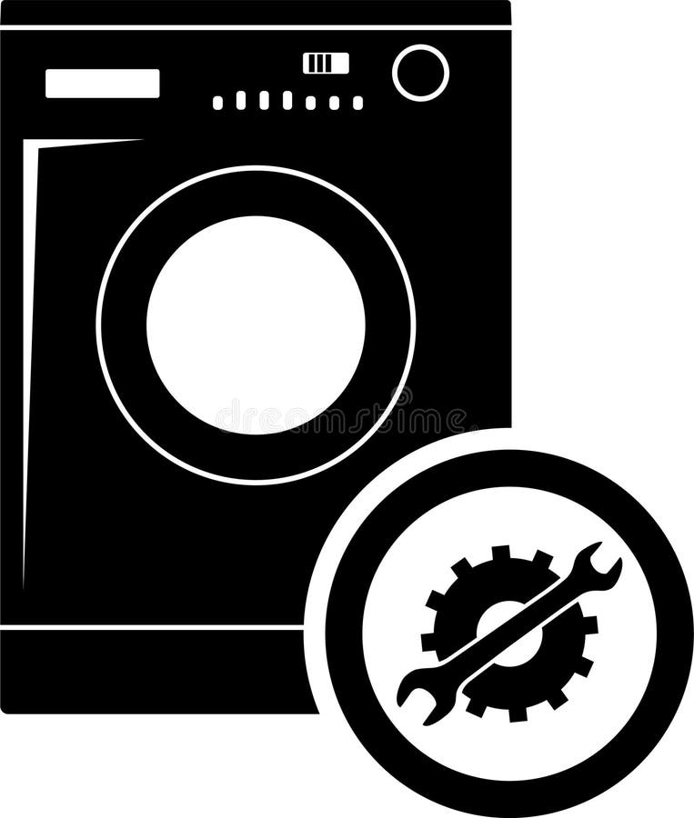 Silhouette of Washing Machine Repair Service. Vector Illustration ...