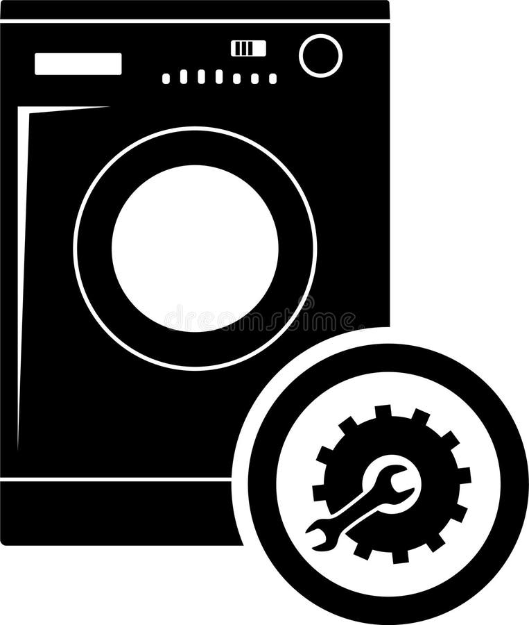 Silhouette of Washing Machine Repair Service. Vector Illustration ...