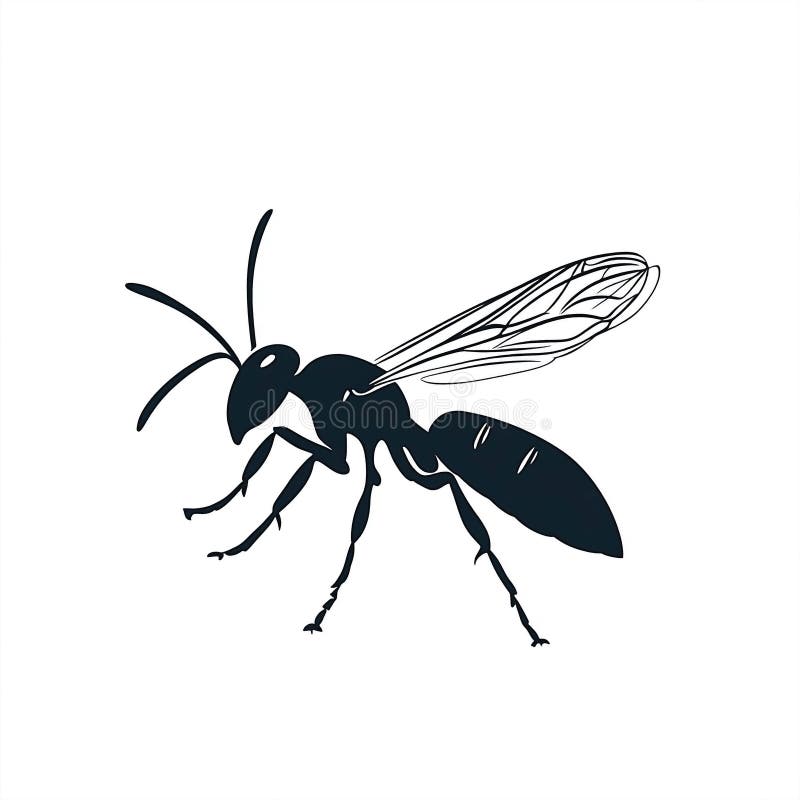 Silhouette of a Wasp Insect Featuring Simplistic Artistic Design ...