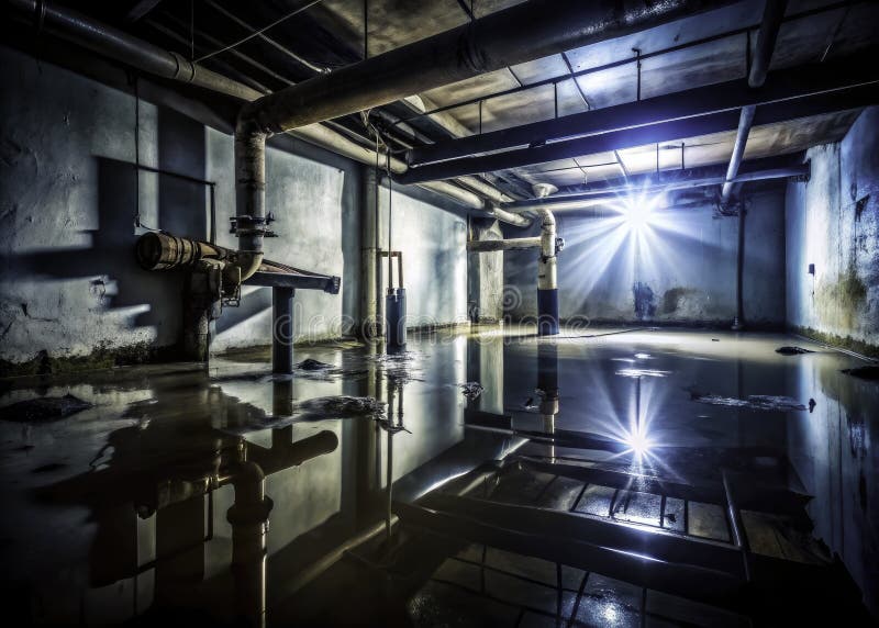 Silhouette of Water Damage in a Basement a Visual Representation of ...