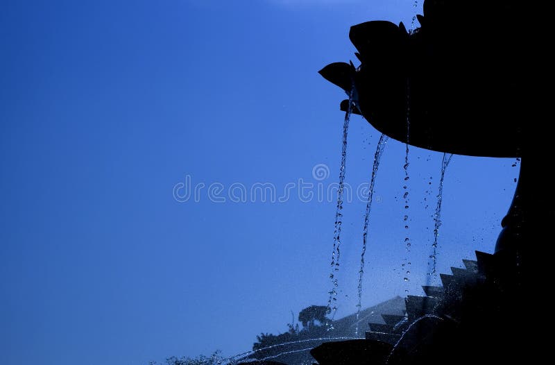 Silhouette of Water Fountain Stock Photo - Image of flowing, decoration ...