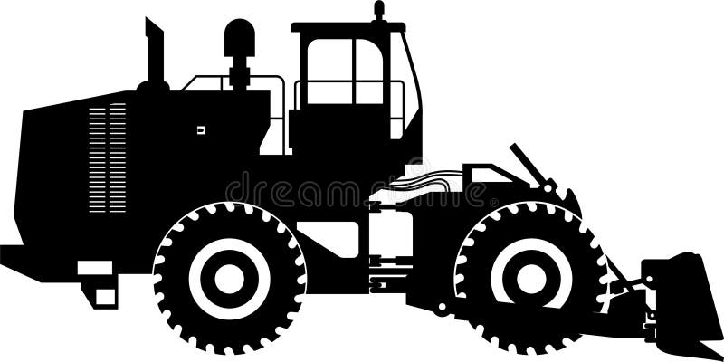 Silhouette of Wheel Dozer Icon in Flat Style. Vector Illustration Stock ...