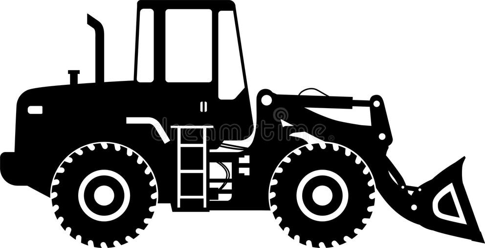 Silhouette of Wheel Loader Icon in Flat Style. Vector Illustration ...