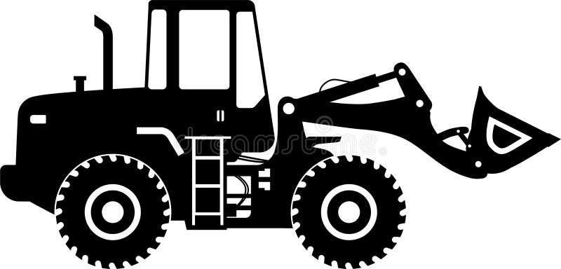 Silhouette of Wheel Loader Icon in Flat Style. Vector Illustration ...
