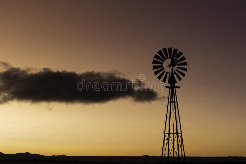The Silhouette of a Windmill at Sunset Stock Image - Image of vintage ...