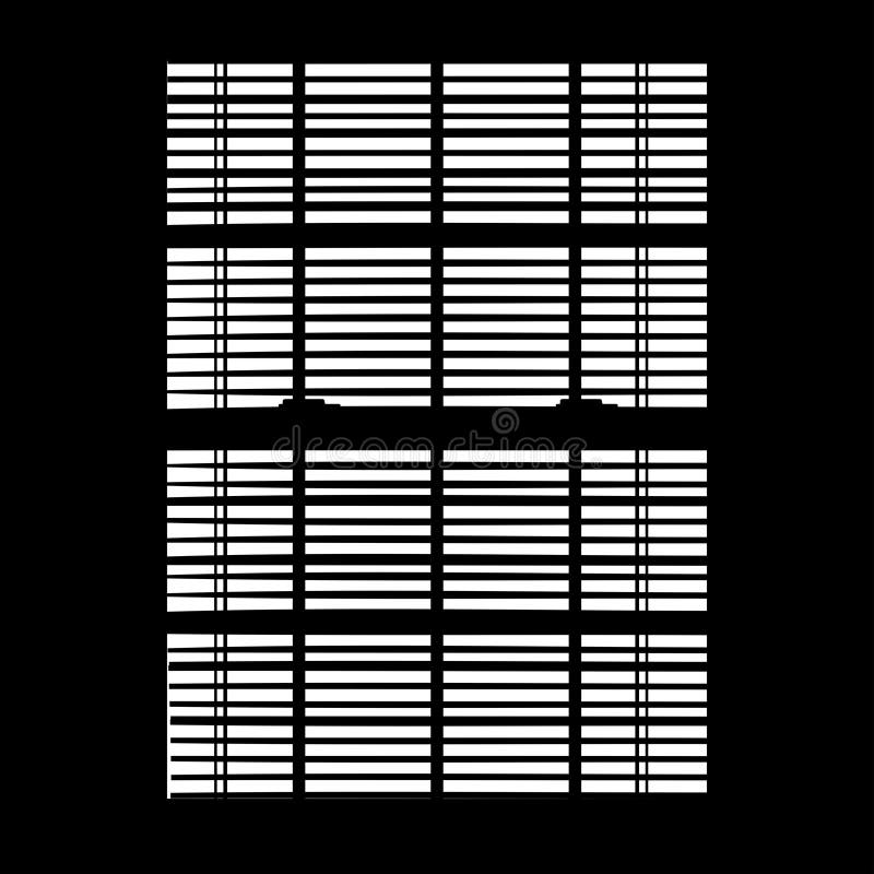 Silhouette of Window, Blinds and Branches on Black Background. Gobo ...