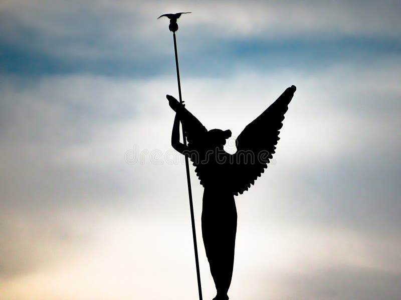 Silhouette of a Winged Woman Stock Photo - Image of female, landmark ...