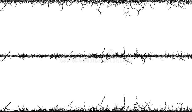 Silhouette of a Wire Fence, Barbed Wire Border with Branches Black and ...