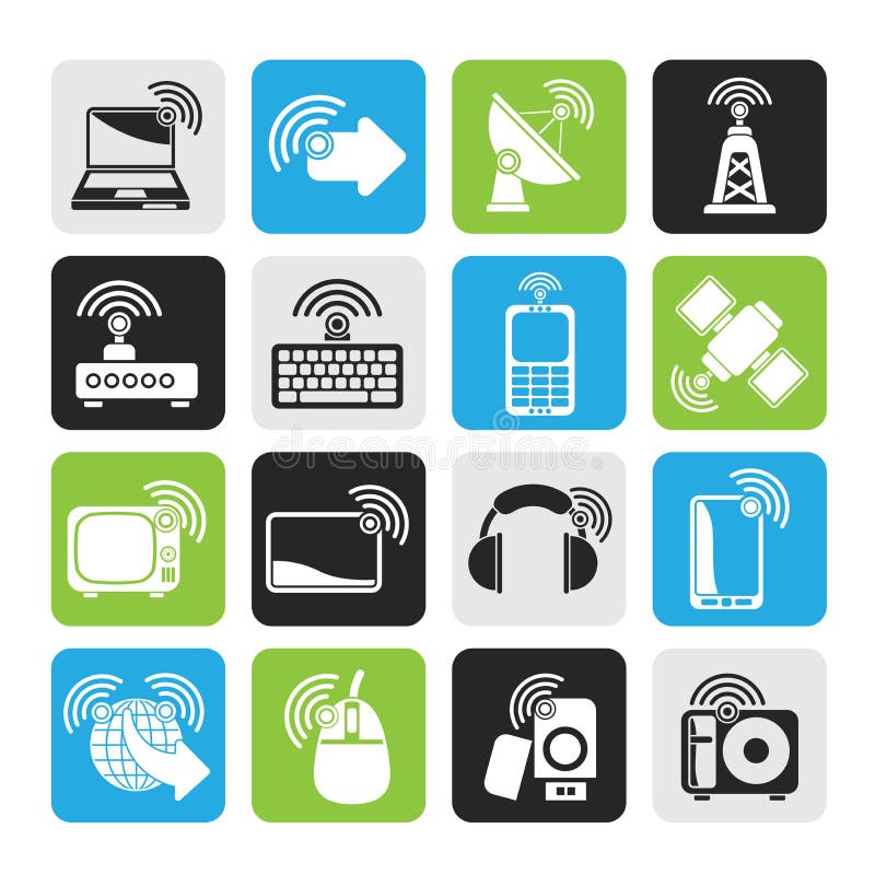 Wireless and Technology Icons Stock Vector - Illustration of menu ...