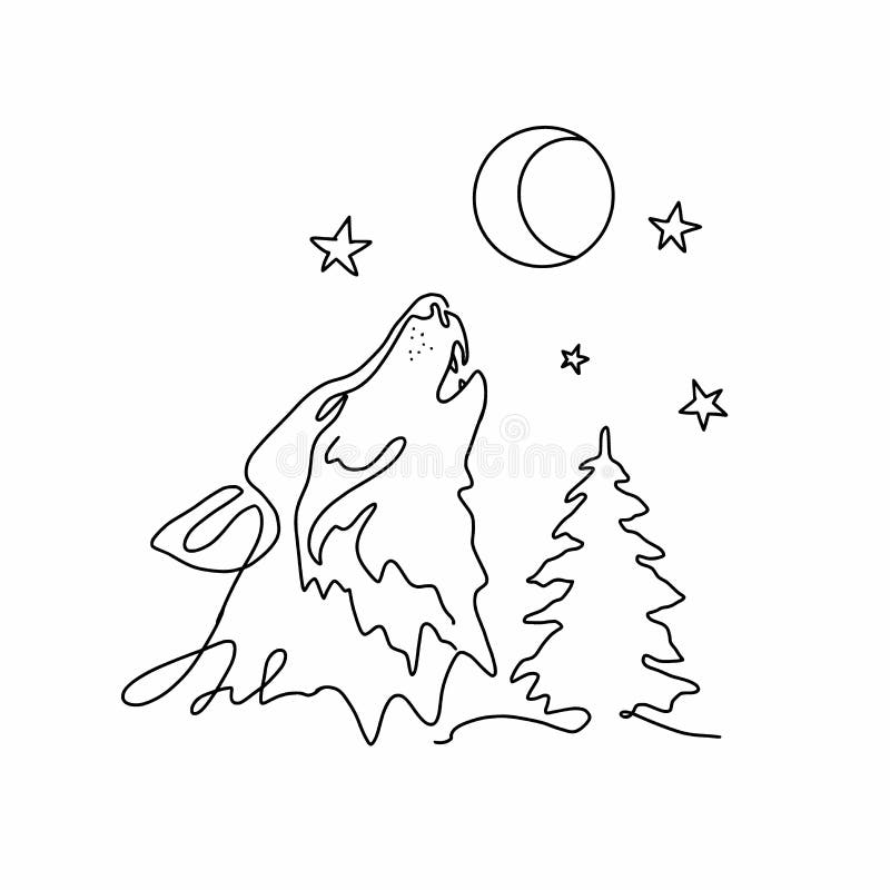 Wolf Continuous Line Stock Illustrations – 148 Wolf Continuous Line ...