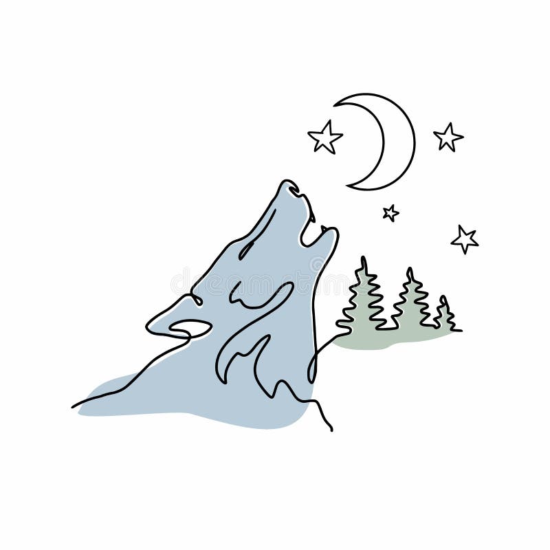 Wolf Continuous Line Stock Illustrations – 208 Wolf Continuous Line ...