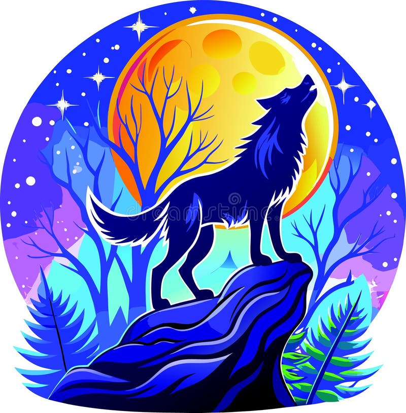 Silhouette of a Wolf Standing on a Rock Howling Stock Vector ...