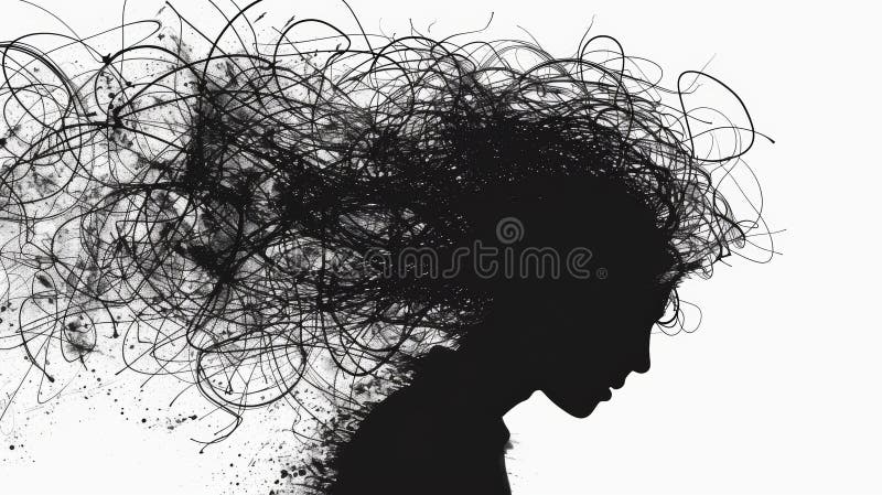 Silhouette of a Woman with Abstract Hair Design Stock Photo - Image of ...