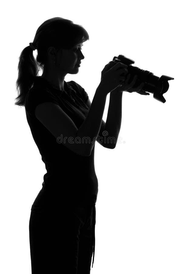 Silhouette of a Man with a Camera in Hand Stock Image - Image of camera ...
