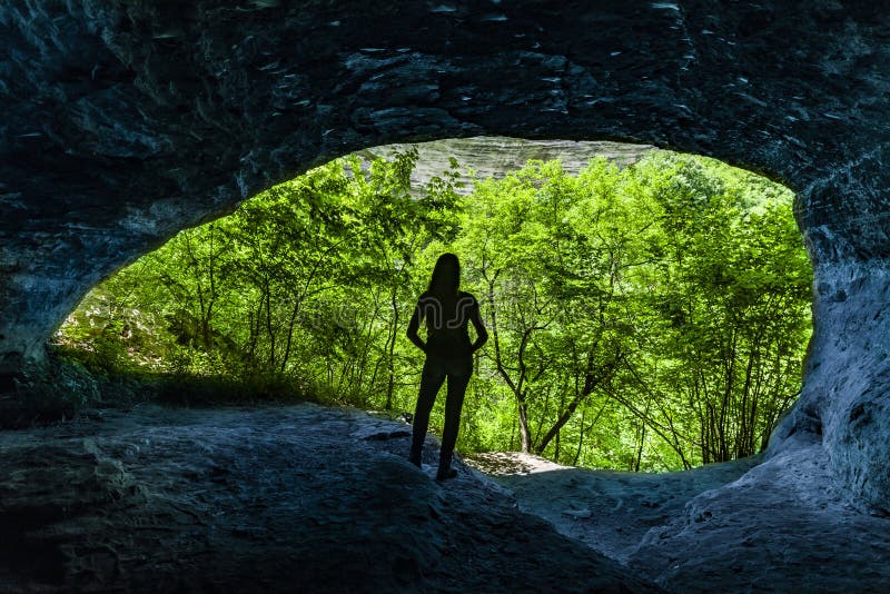 Female cave-dweller stock photo. Image of cave, hair - 14150250
