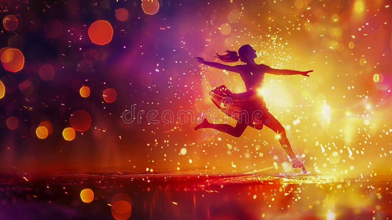 A Silhouette of a Woman Dancing in the Night Stock Photo - Image of ...