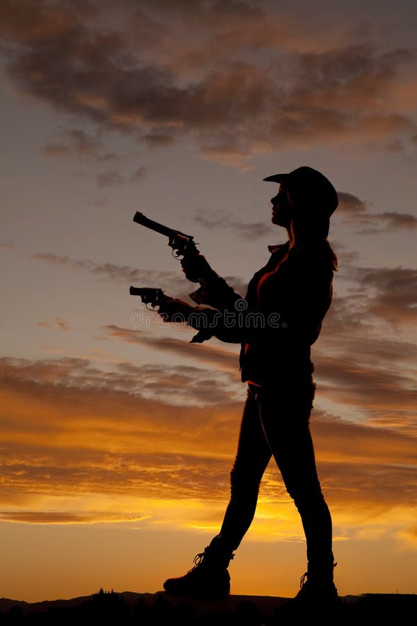 Woman with guns stock image. Image of lipstick, chick - 9117669