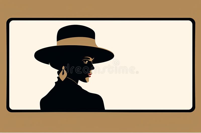 Silhouette of a Woman in a Hat Stock Illustration - Illustration of ...