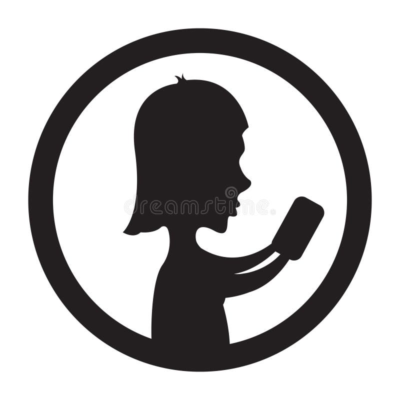Silhouette Of Woman Holding Mobile Vector Illustration Decorative