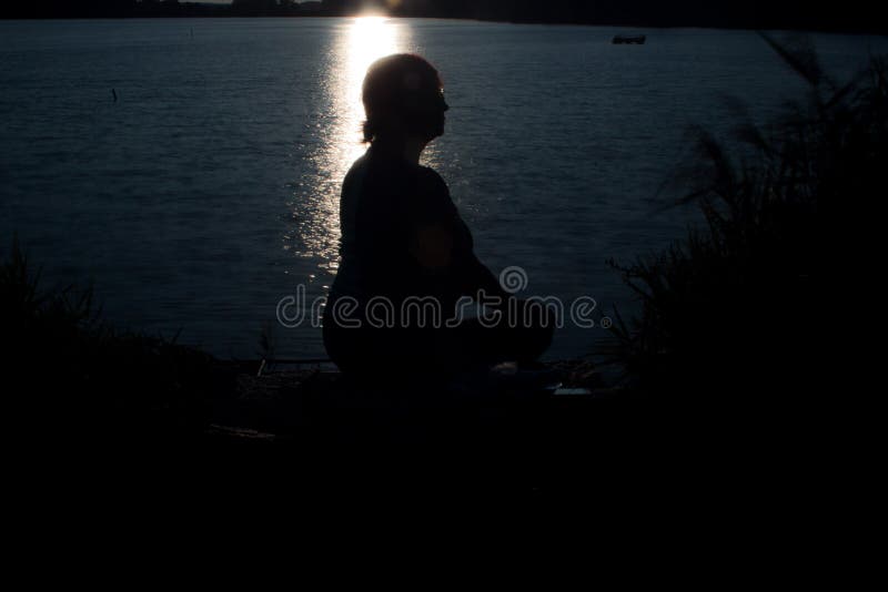 Silhouette of Woman in Moonlight 2 Stock Photo - Image of dusk, freedom ...