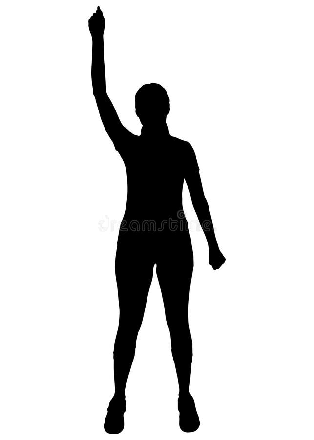 Silhouette of Woman Performing Raising Her Arm Exercise. Vector ...