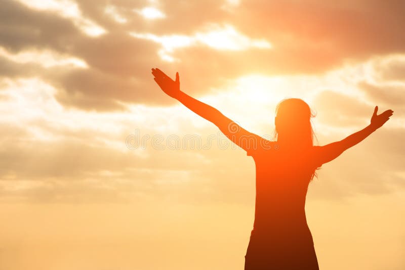 Silhouette of woman pray stock photo. Image of hope, christian - 81234324