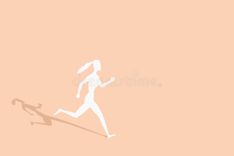 Silhouette of a Woman Running Forward. Concept, Beige Background Stock ...