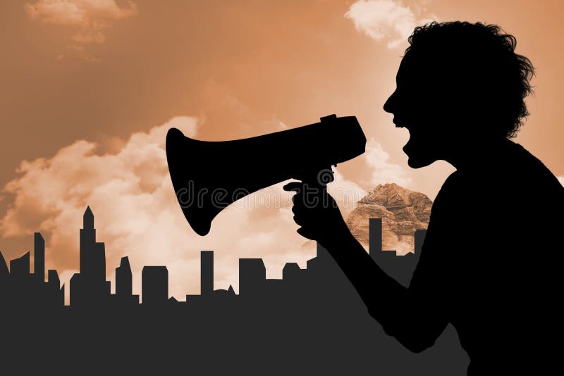 Woman Silhouette With A Megaphone Stock Vector - Illustration of ... Woman Silhouette With A Megaphone Stock Vector - Illustration of ...