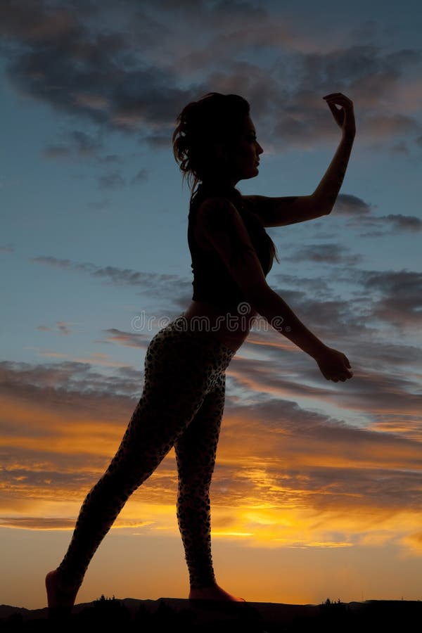 Silhouette Woman Side Arms Up and Down Stock Photo - Image of fashion ...