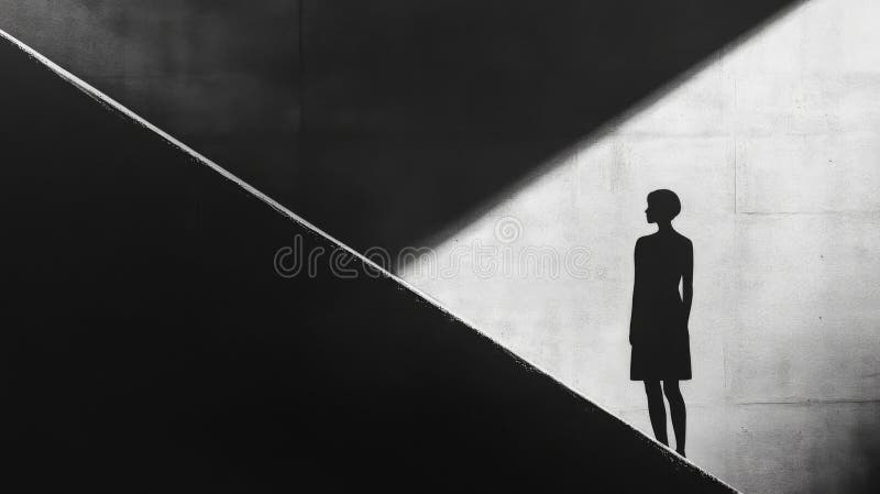 Silhouette of a Woman Standing in a Spotlight Stock Illustration ...